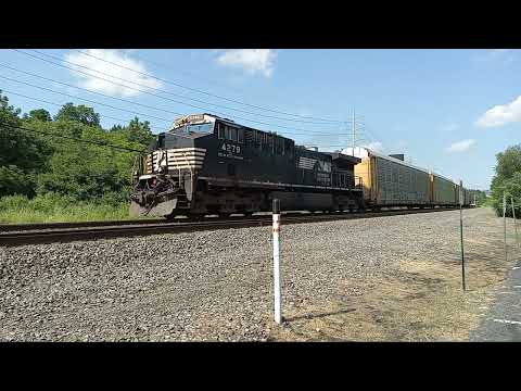 NS 4279 leads an autorack train in Wyomissing, PA (11N) - YouTube