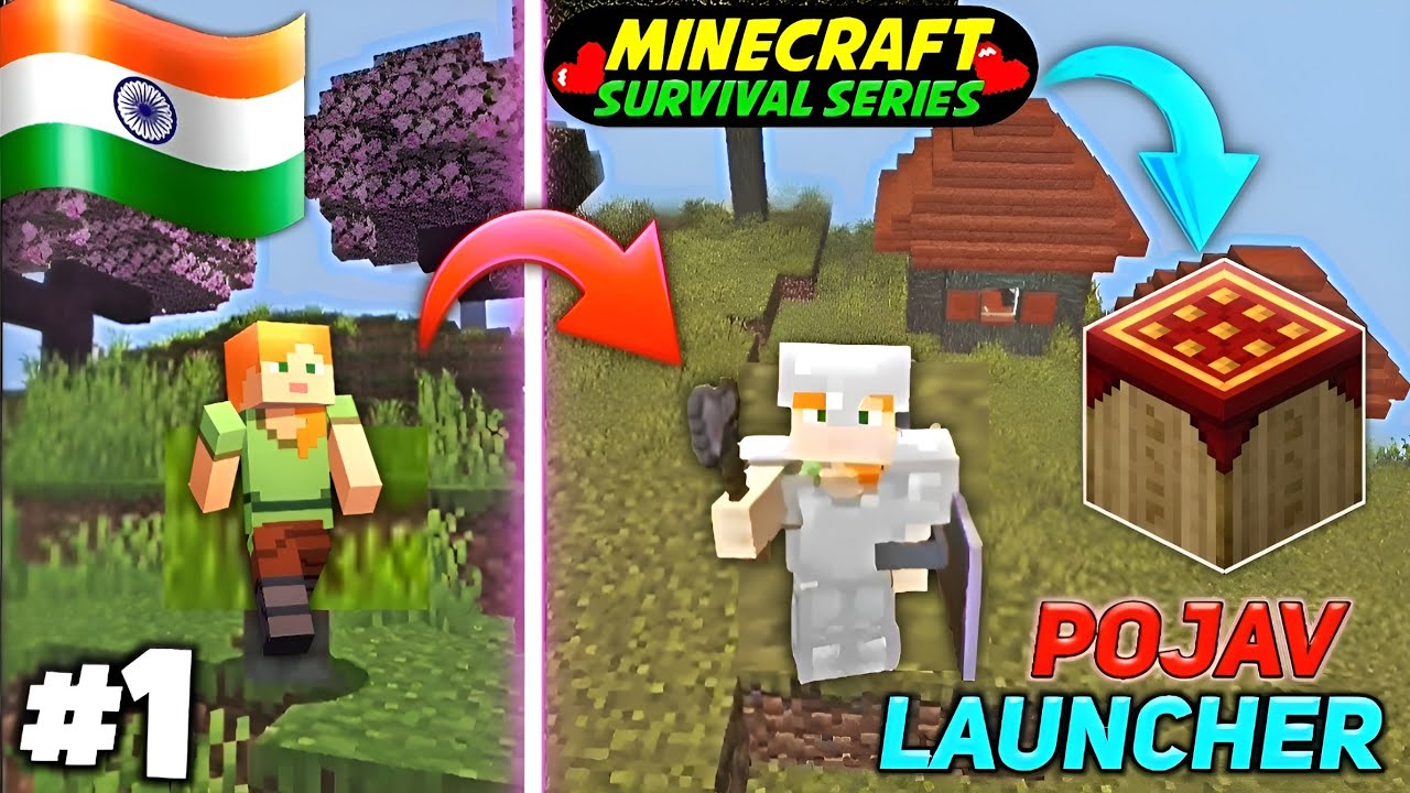NEW SURVIVAL SERIES Pojav Launcher Java Edition EP1 Minecraft Hindi Gameplay New Journey - YouTube