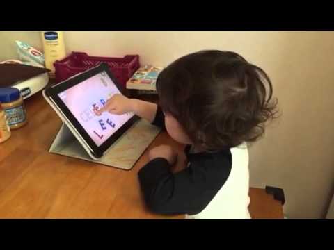 My son at 30 months using 'Endless Alphabet' app on iPad - YouTube