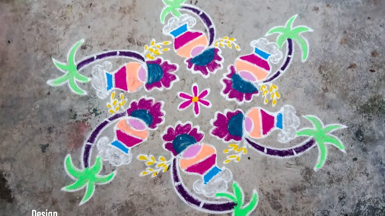 Pongal special pot kolam with dots (11*6) || Thai Pongal kolam ...