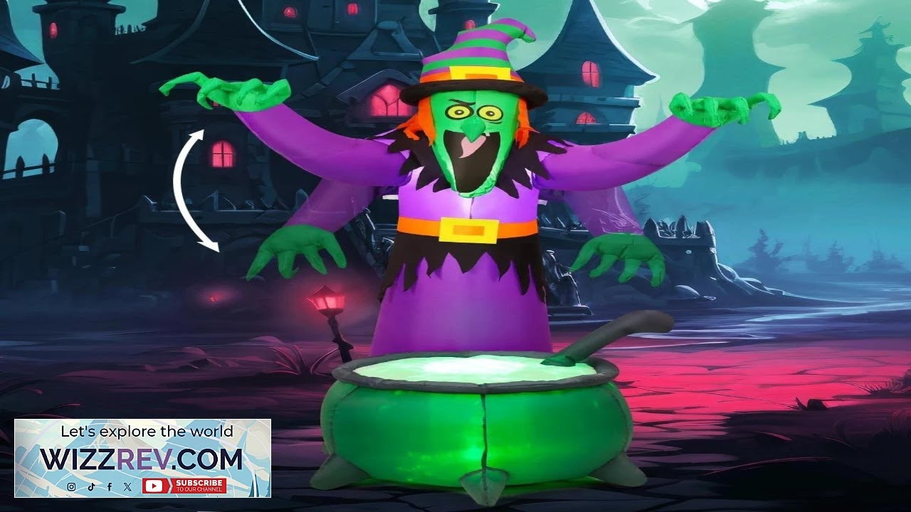 6FT Halloween Inflatables Animated Witch Waving Hands Blow Up Outdoor ...