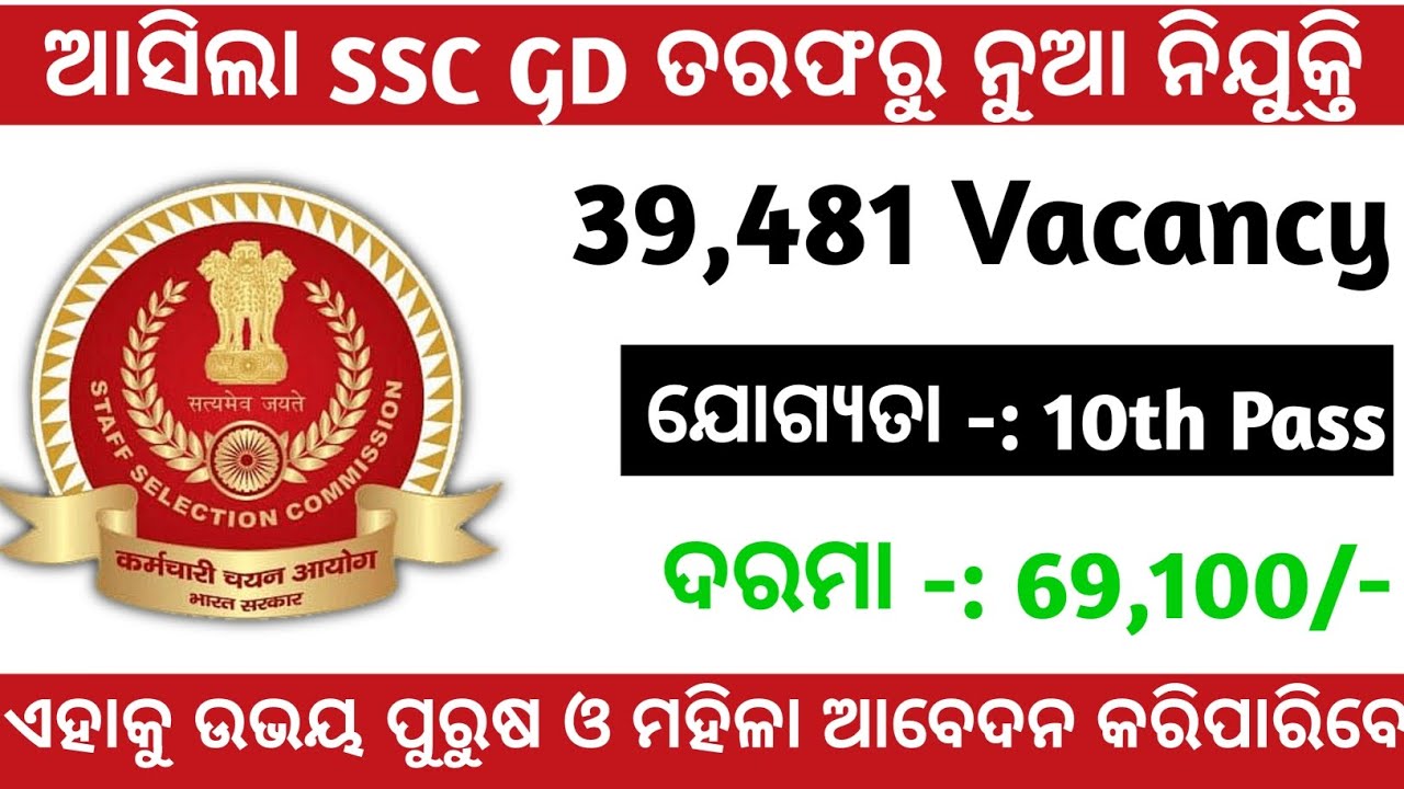 SSC GD Requirement 2025 | Central Government Jobs 2024 | 10th Pass ...