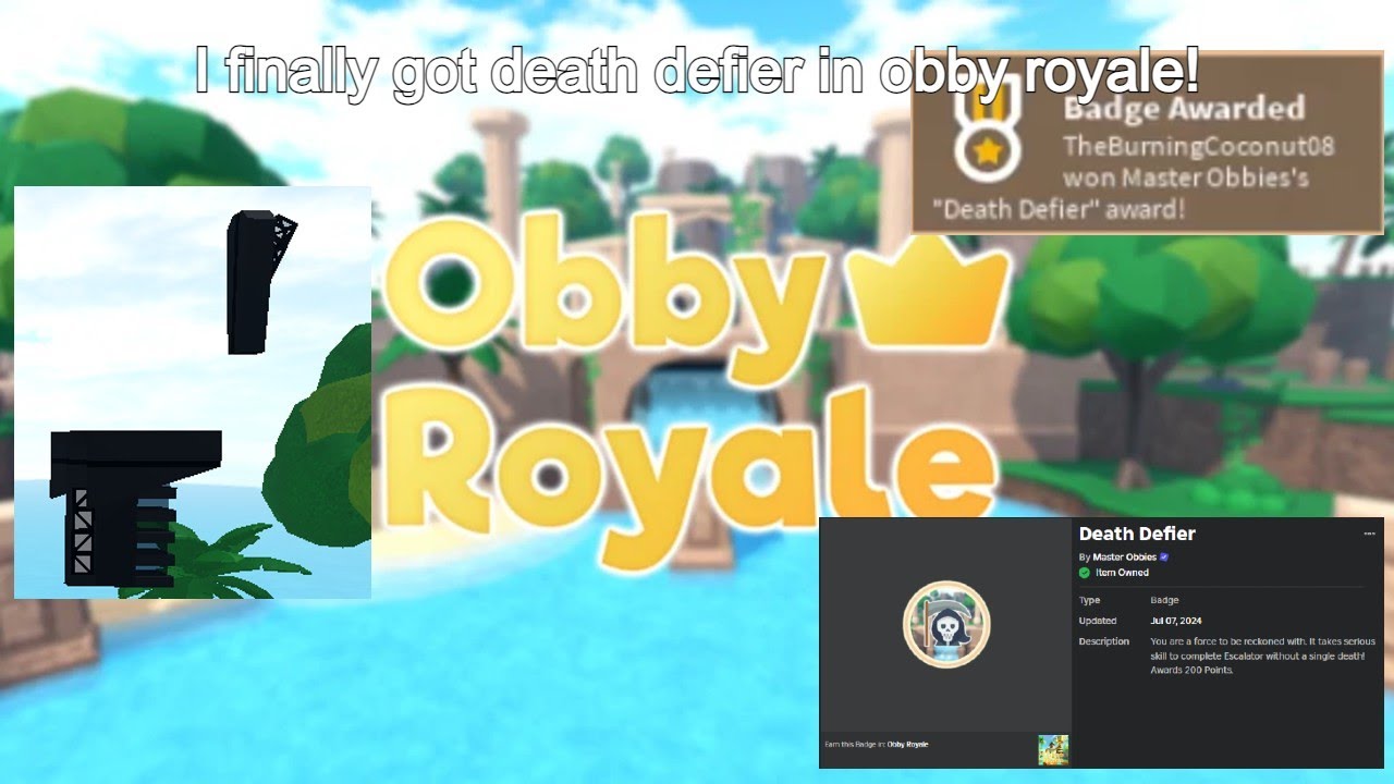 Getting Death Defier In Obby Royale (Roblox) - YouTube