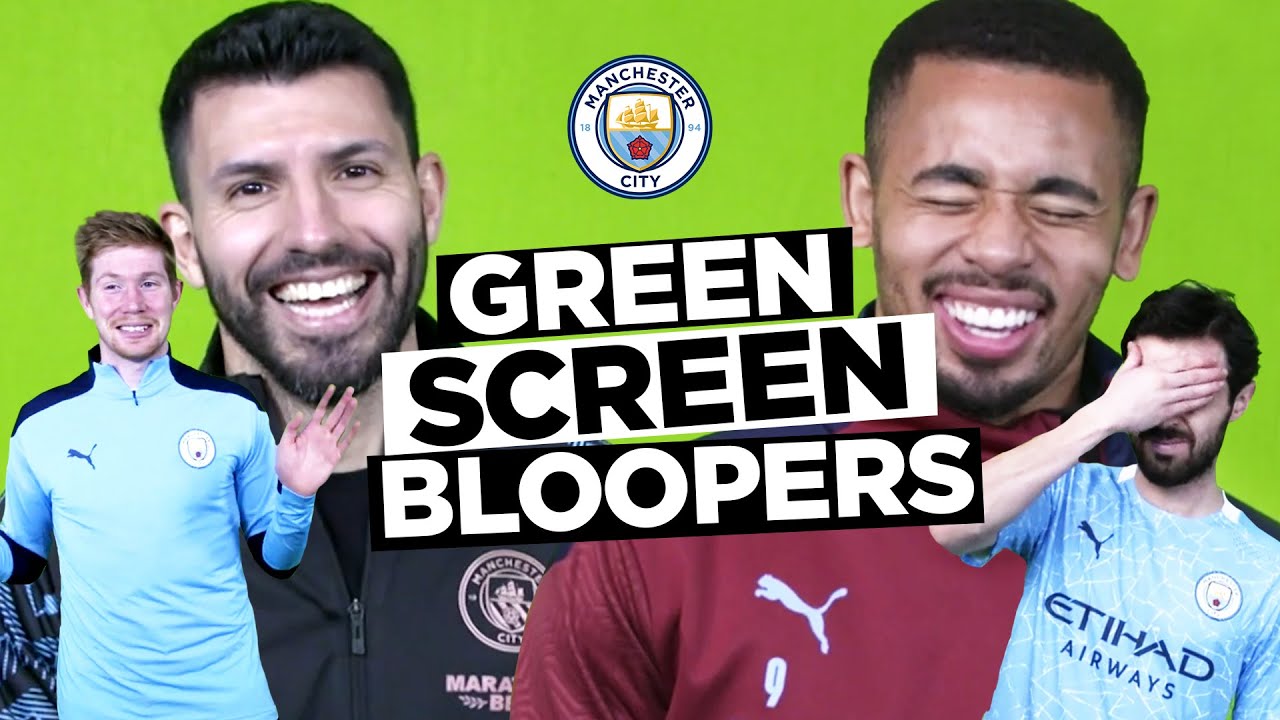 GREEN SCREEN BLOOPERS! | AGUERO, JESUS, EDERSON, SILVA & KDB! - YouTube