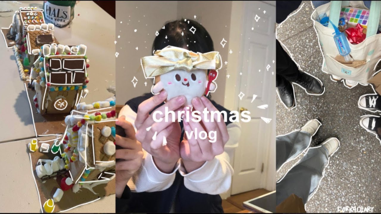 christmas vlog🎄: secret santa, gingerbread house decorating, and smores ...