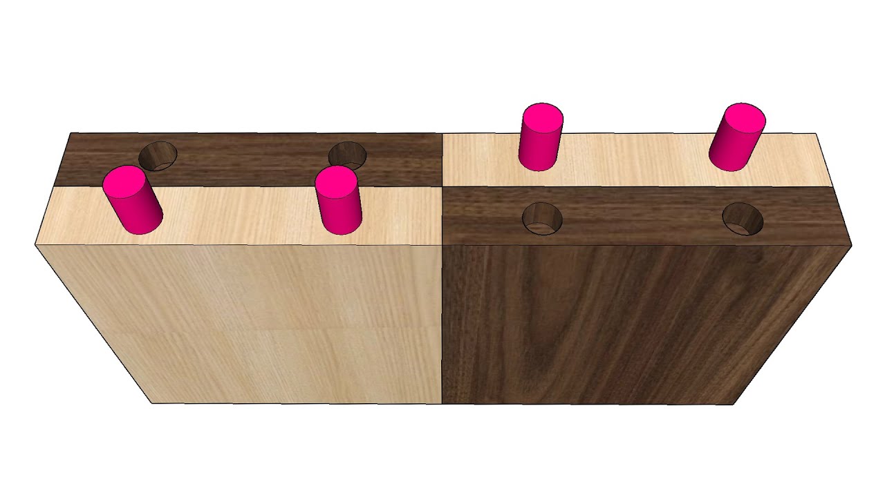 What is Dowel joint? Dowel joints 3D woodjoint sketchup 꽂임촉맞춤 맞춤장부 목다보 ...