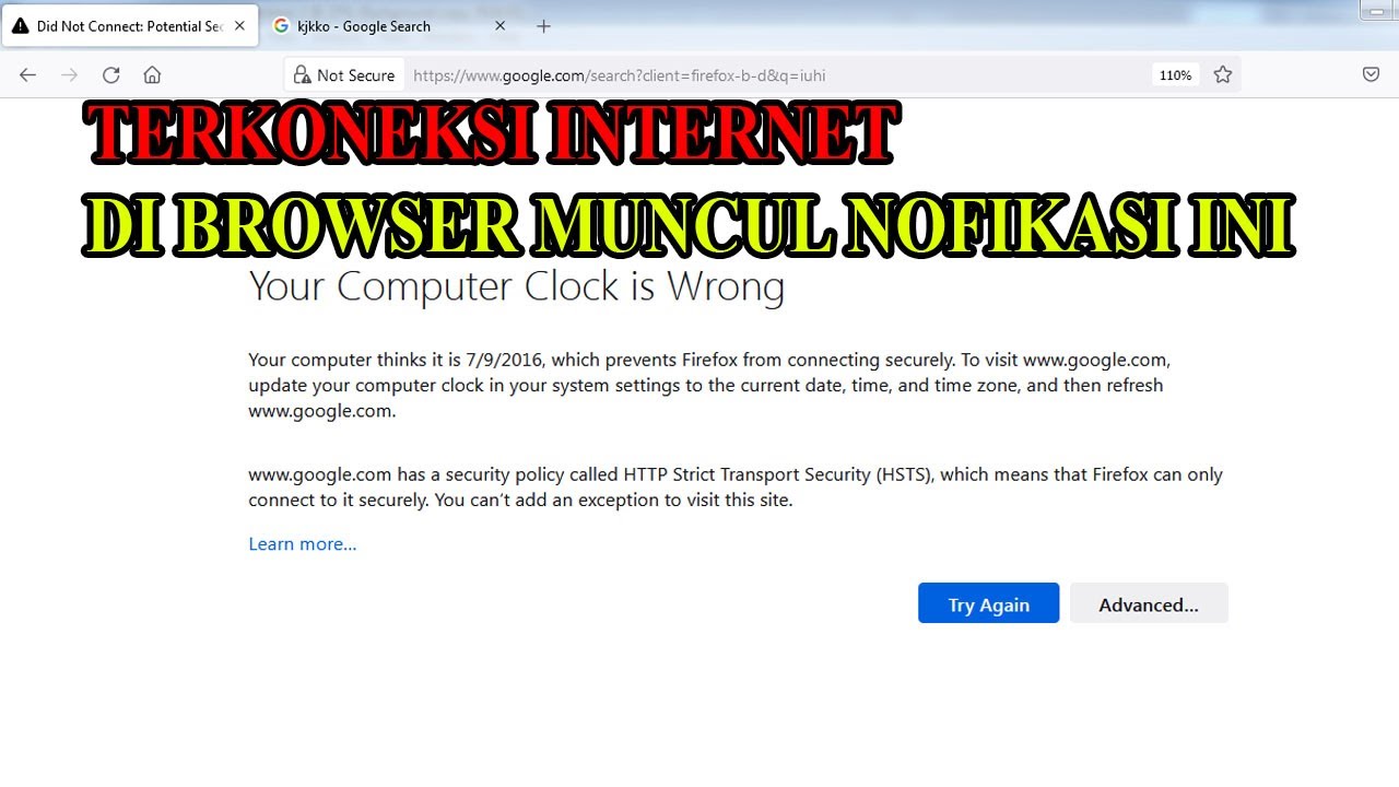 YOUR COMPUTER CLOCK IS WRONG Saat Membuka Browser || Your computer ...