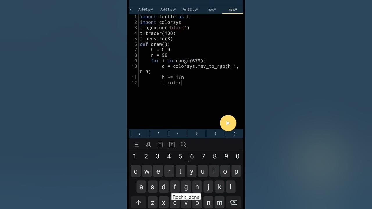 Python Turtle Design Coding In Mobile 🔥🔥 Youtubeshorts Shorts Python Programming Youtube