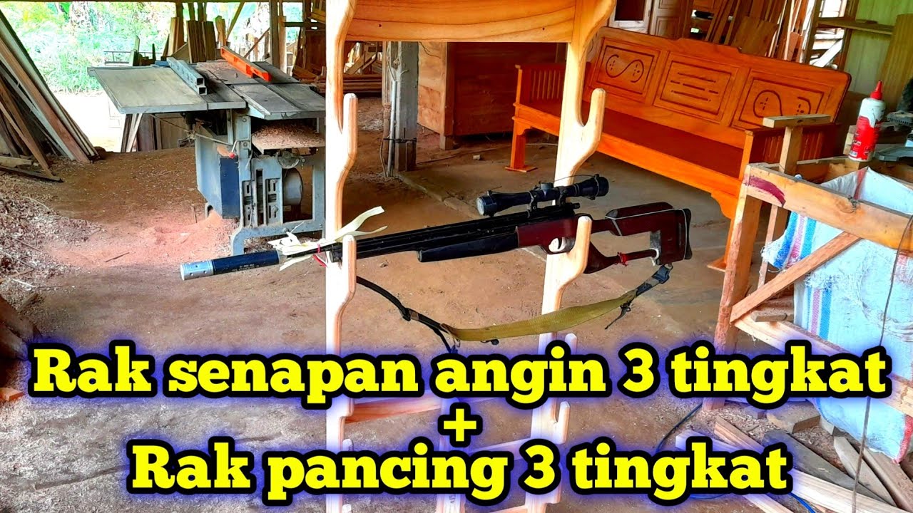 Membuat rak senapan angin gantung dari kayu - YouTube