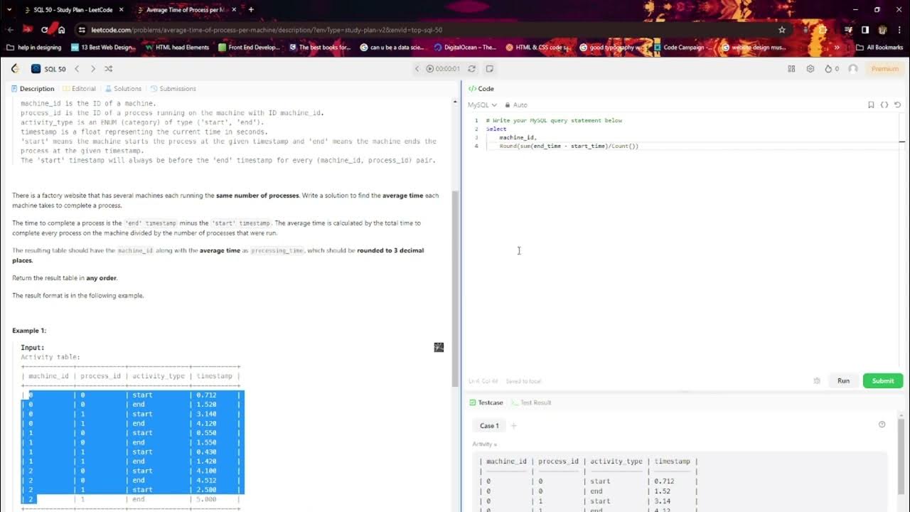 Leetcode 1661 Average Time Of Process Per Machine Sql Interview Questions Explained In Hindi