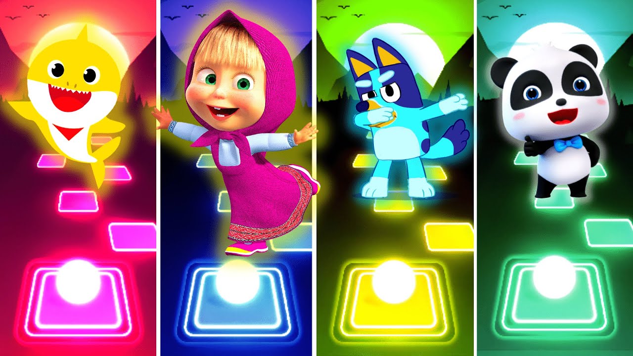 Baby Shark vs Masha and Bear vs Bluey vs Baby Bus in Tiles Hop EDM Rush ...