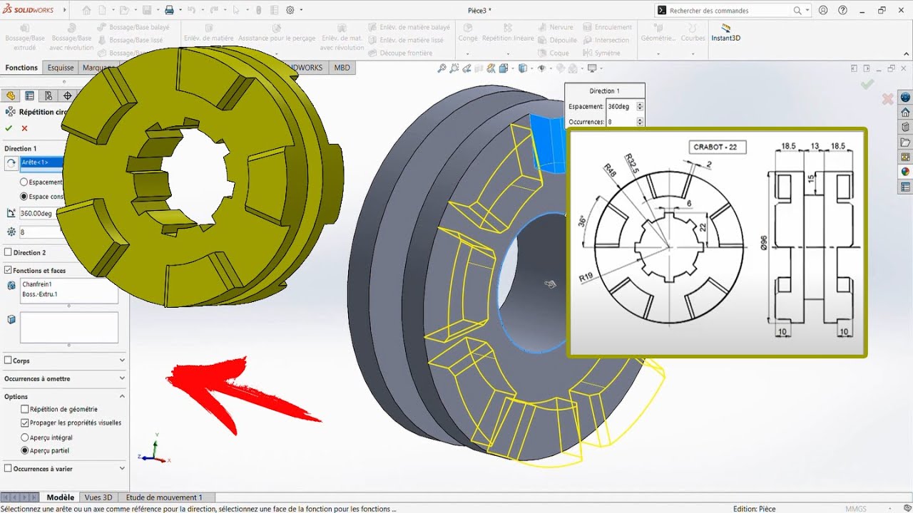 Tp Mécanique Bac Technique - Création Roue à Crabot - YouTube