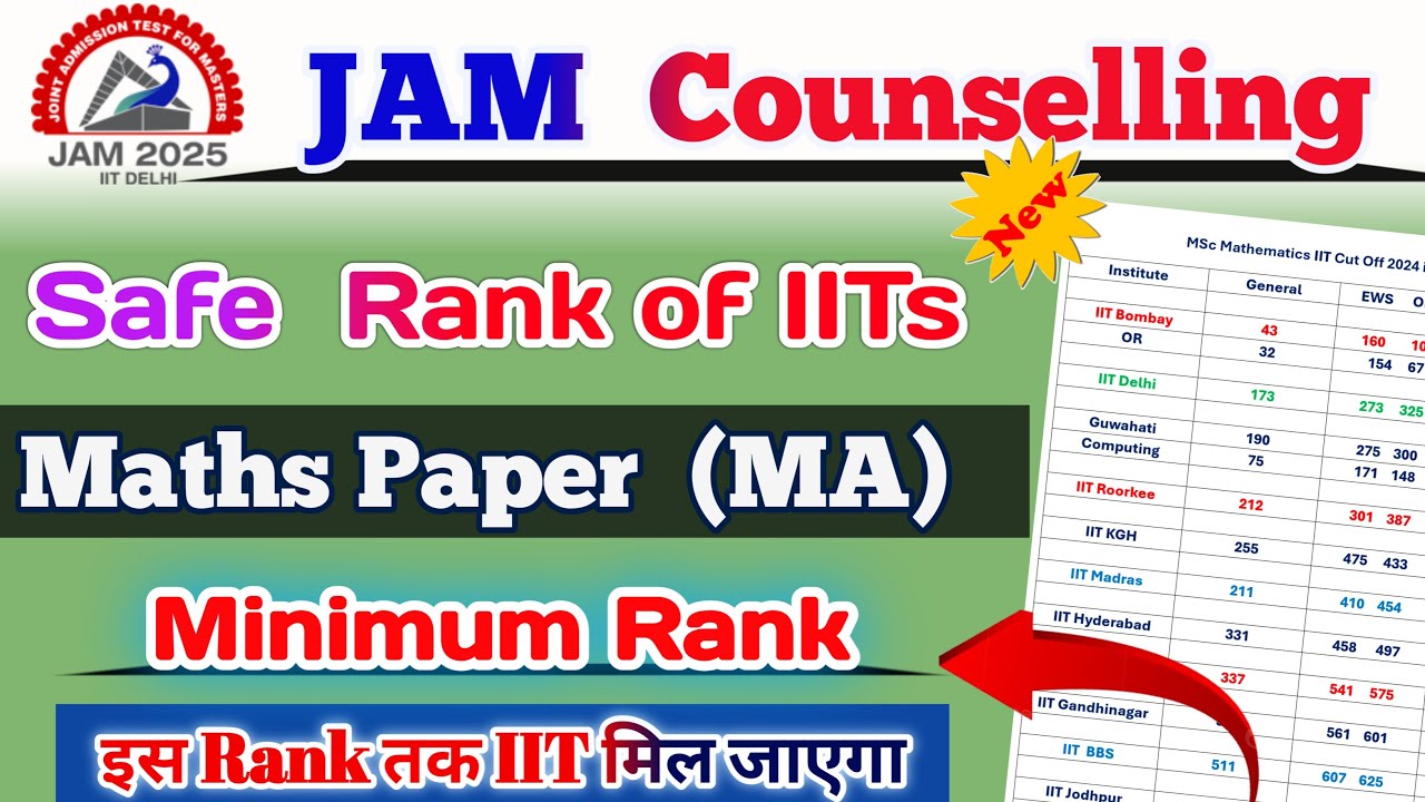 Safe Rank of IITs Admission for Mathematics | iit jam counselling ...