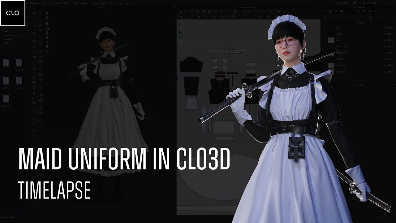 Battle Maid Uniform, Clo3d Timelapse - YouTube