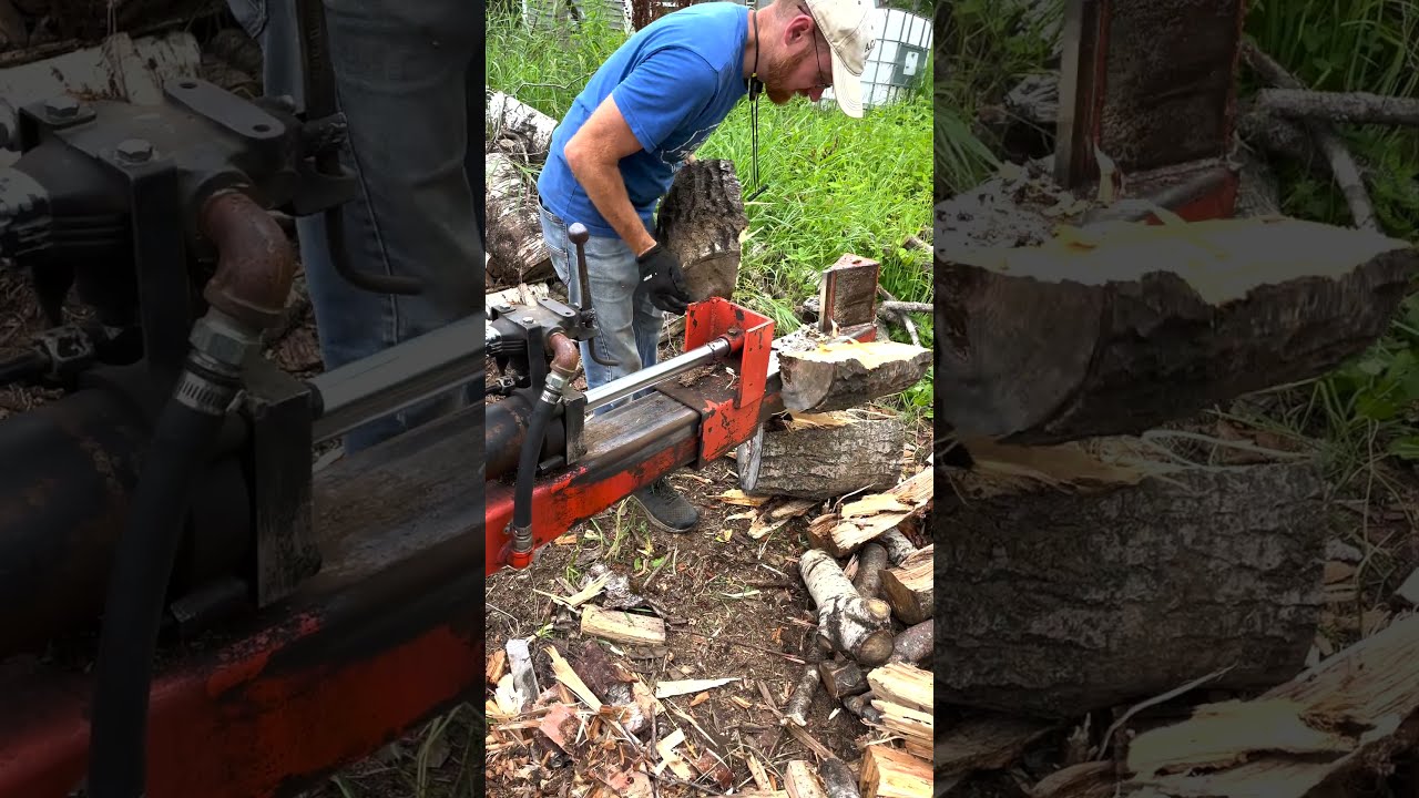 Timber King wood splitter in action