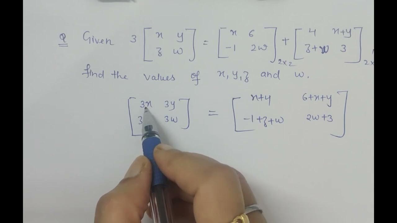 To Find the value of x,y,z & w when the Matrix are equal - YouTube