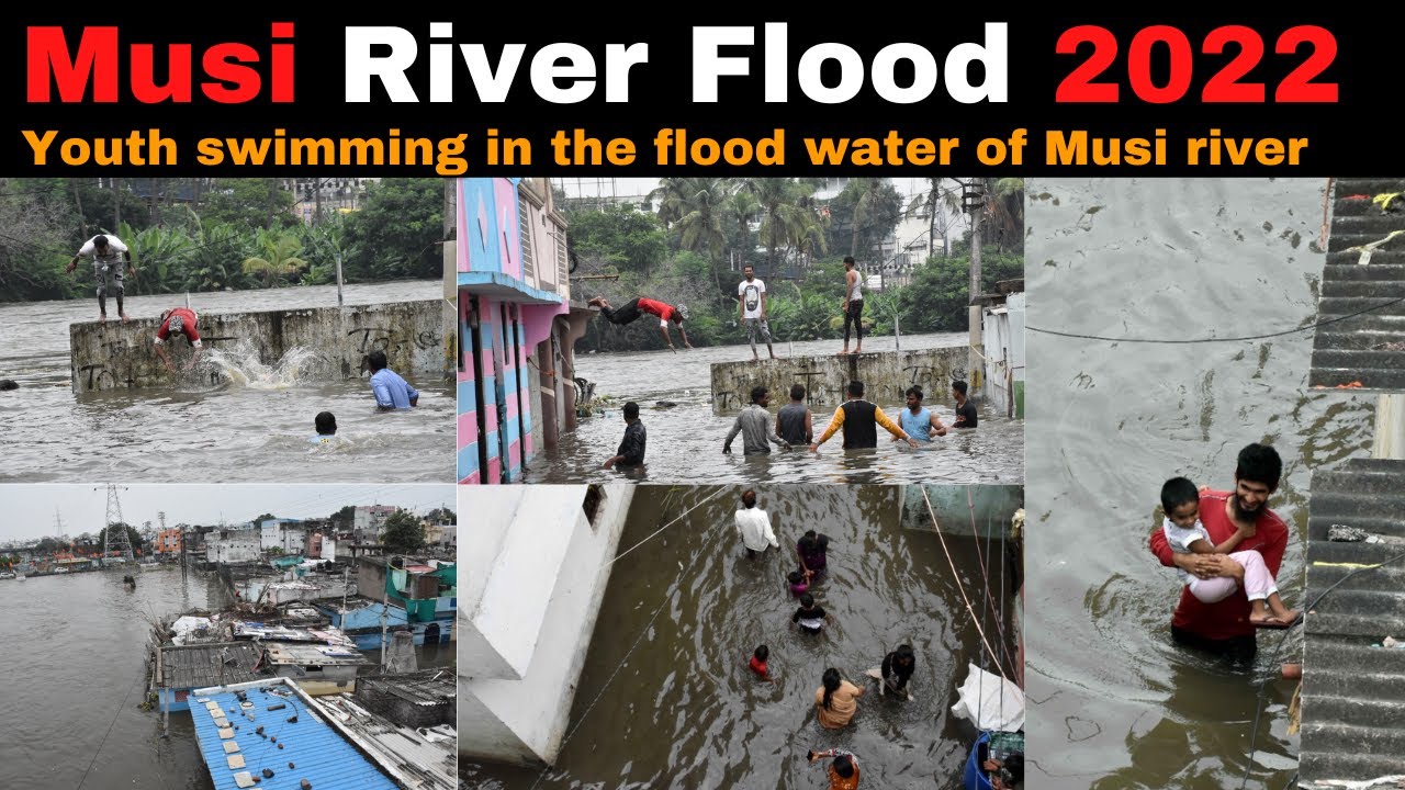 Musi River flood 2022 | Heavy Floods In Hyderabad | Youth Swimming In ...