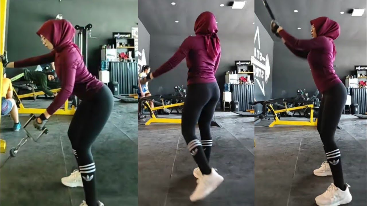Hijab Style Gym Try On Legging Jacket Olah Raga Wanita Hijab Sporty ...