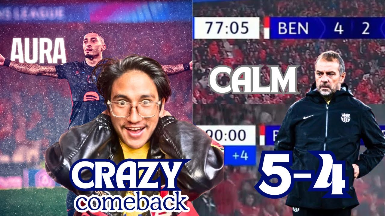 BARCELONA CRAZY COMEBACK AGAINST BENFICA 5-4 THIS IS THE ONE OF THE ...