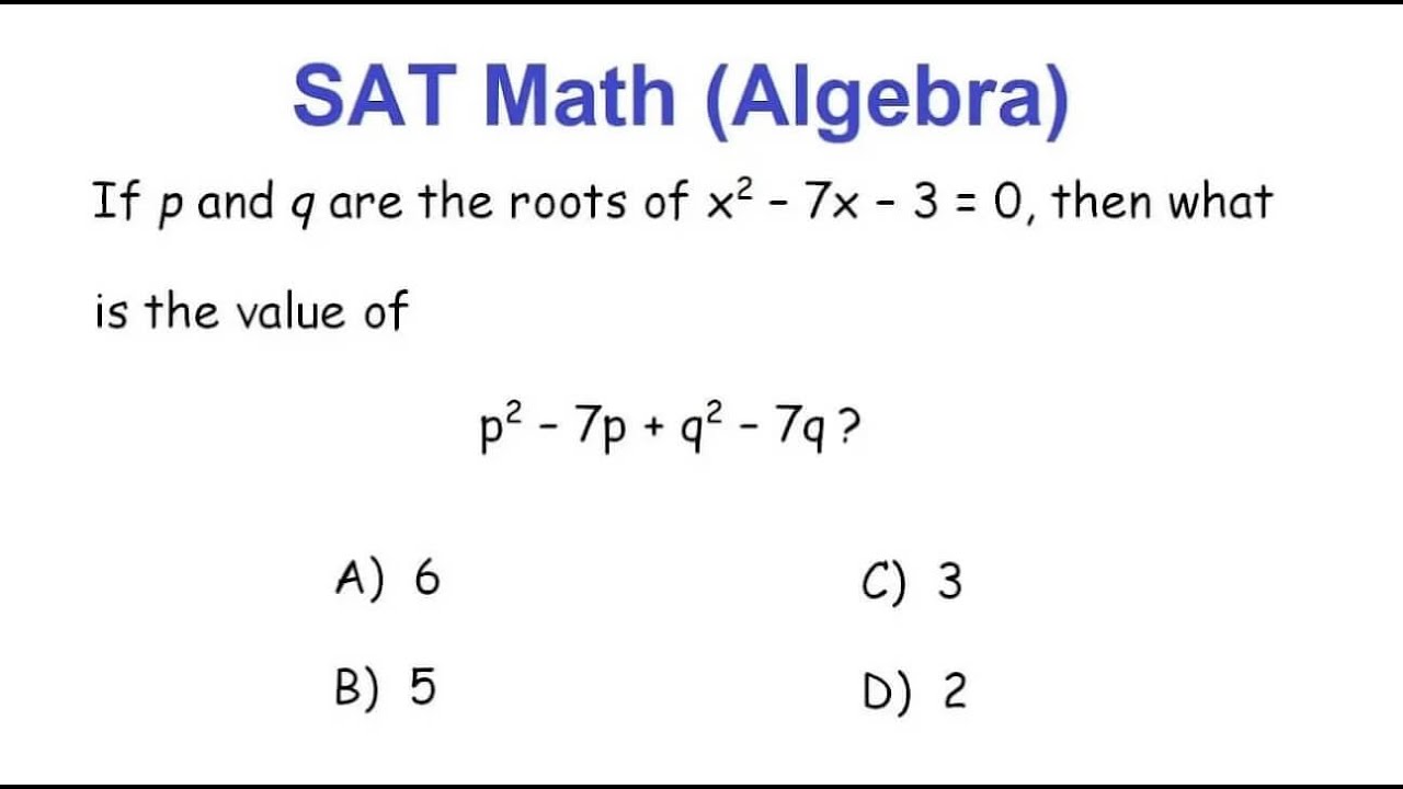 Sat Math Algebra Youtube