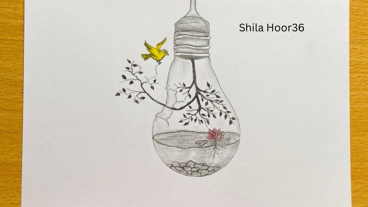 Creative bulb drawing - step by step || pencil drawing - YouTube