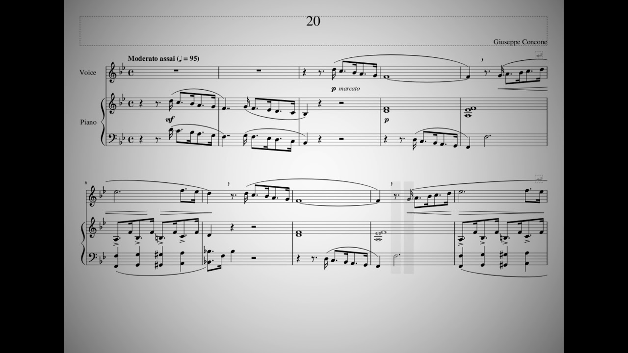 Giuseppe Concone – Op. 9 - N. 20 - High Voice - YouTube