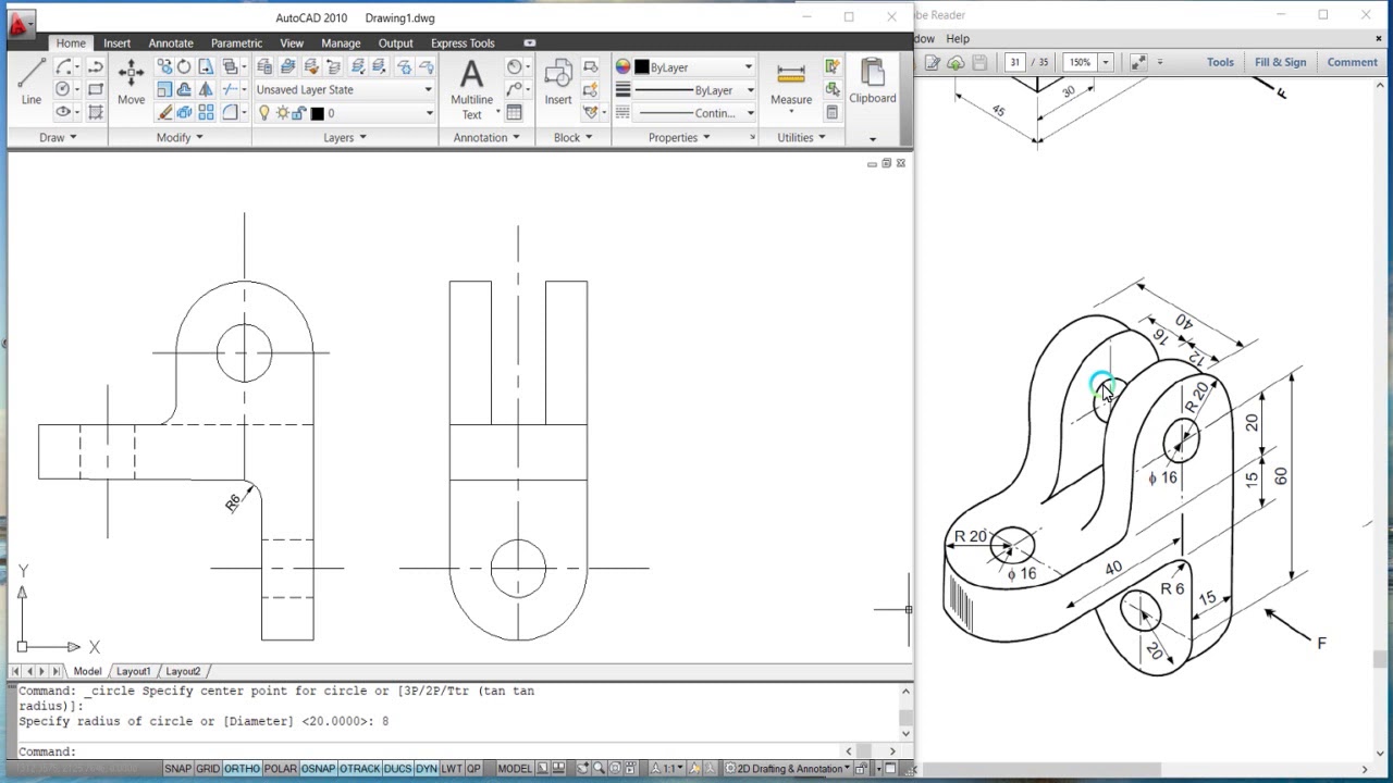 ORTHOGRAPHIC PROJECTION EXERCISE 6 2 - YouTube
