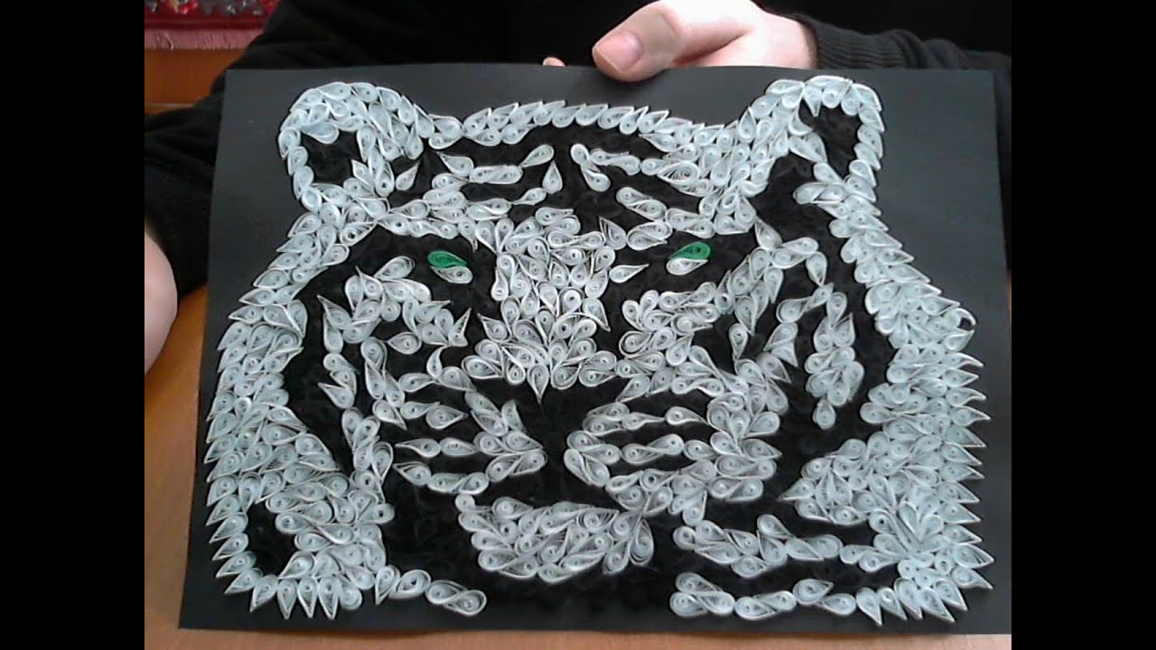 How to make quilling tiger painting - YouTube