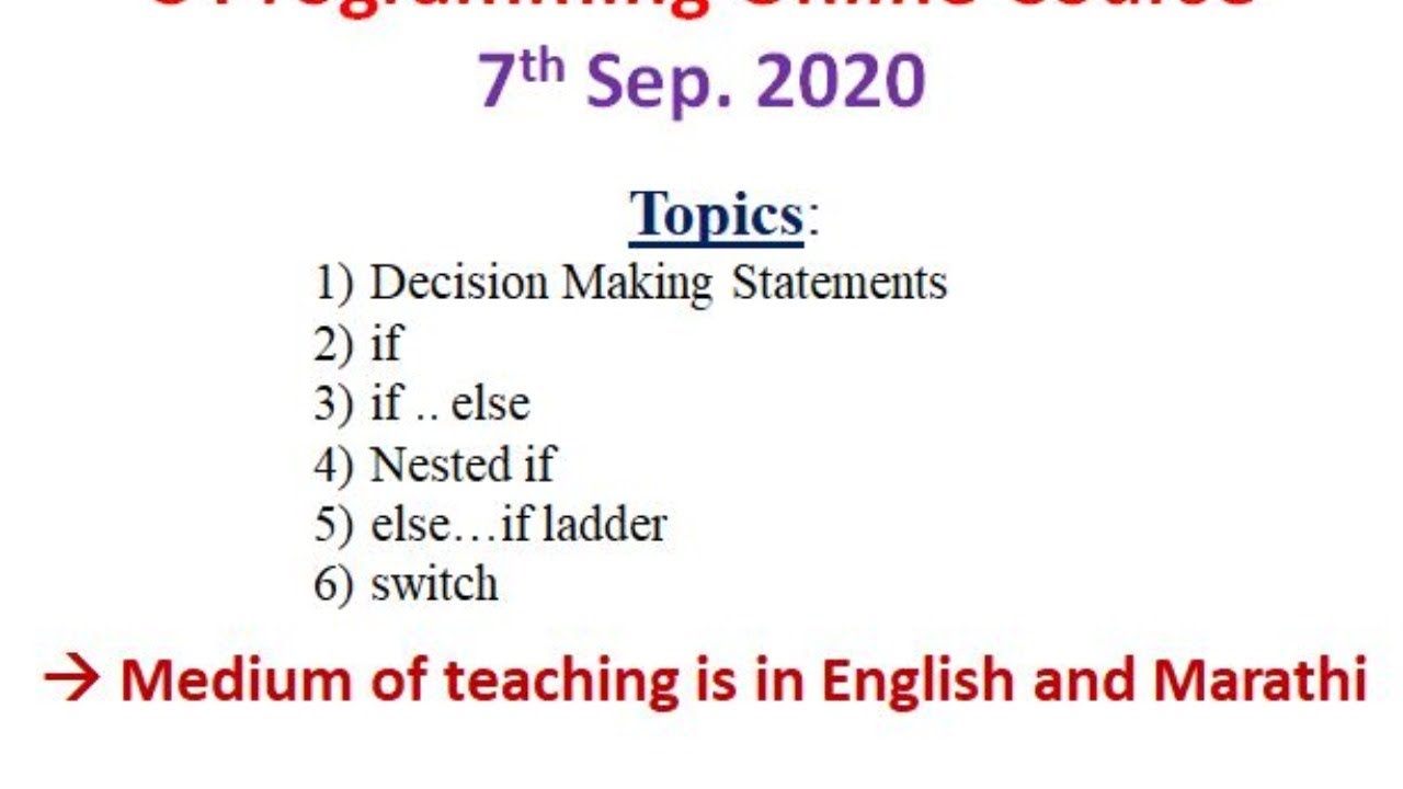Day-3: Decision Making Statements in C - YouTube