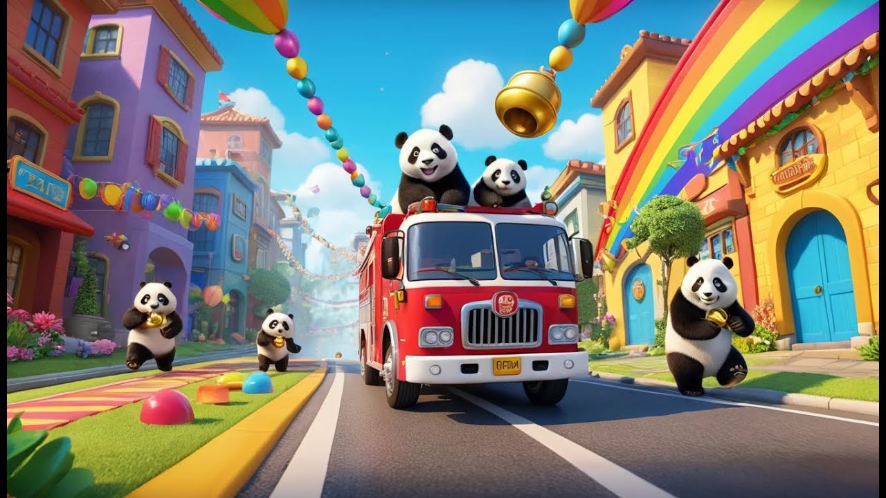 Ten Little Pandas on the Rainbow Rescue Truck | Fun Kids Nursery Rhyme ...