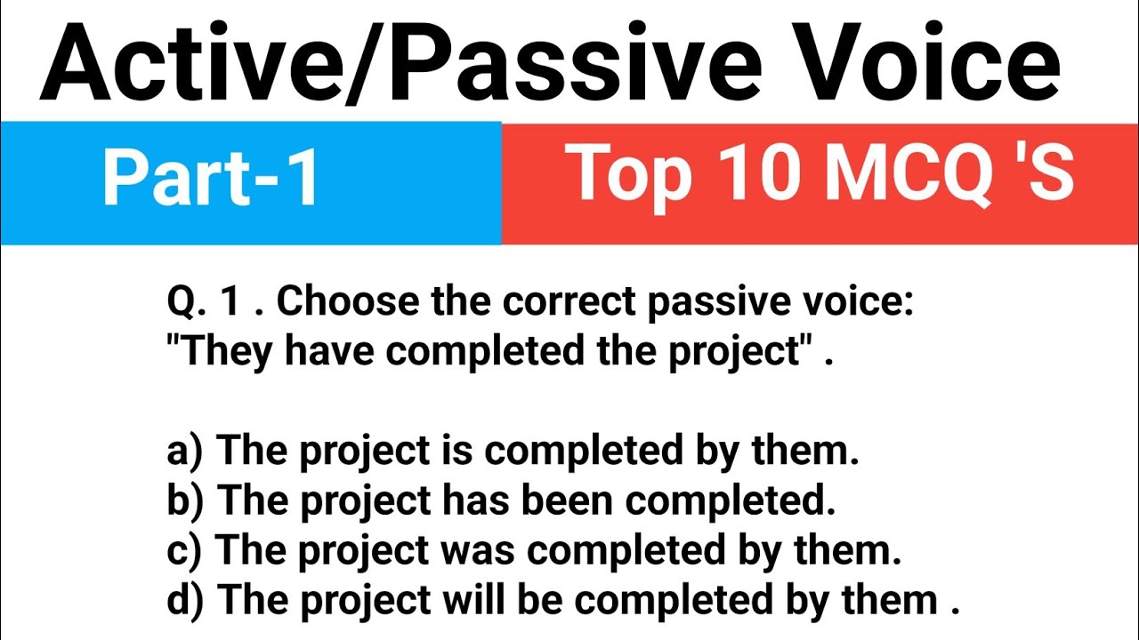 Voice Top 10 MCQ 'S Questions Part -1 Best Active/Passive voice ...