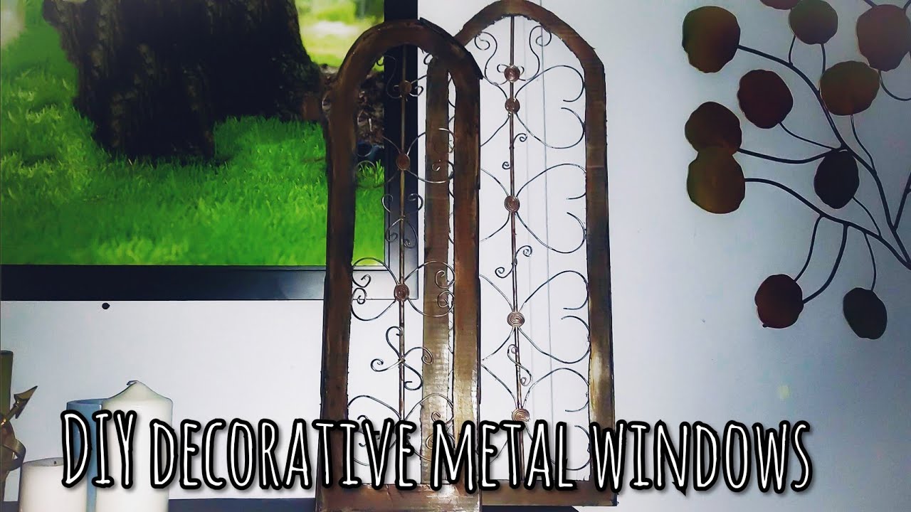 Dollar tree DIY farmhouse / cathedral style metal design windows - YouTube