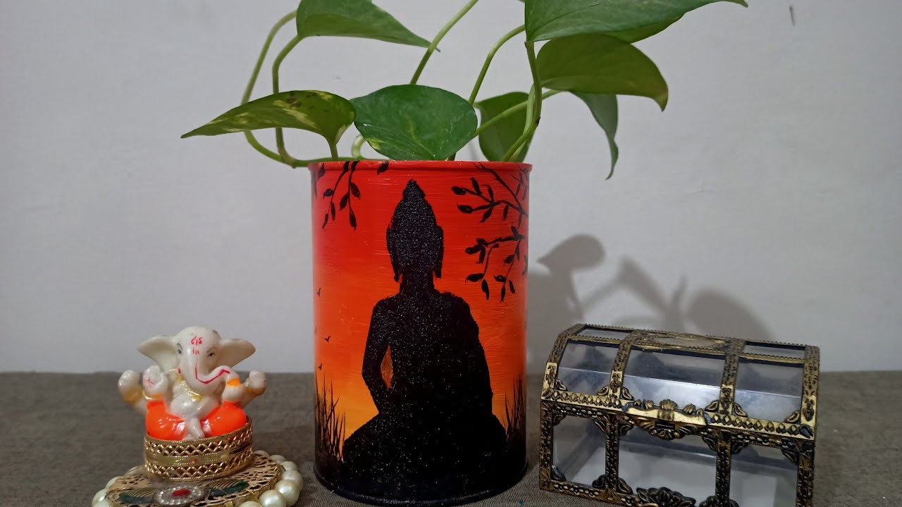 Easy Acrylic painting on tin can/tin can makeover/ Best out of waste ...