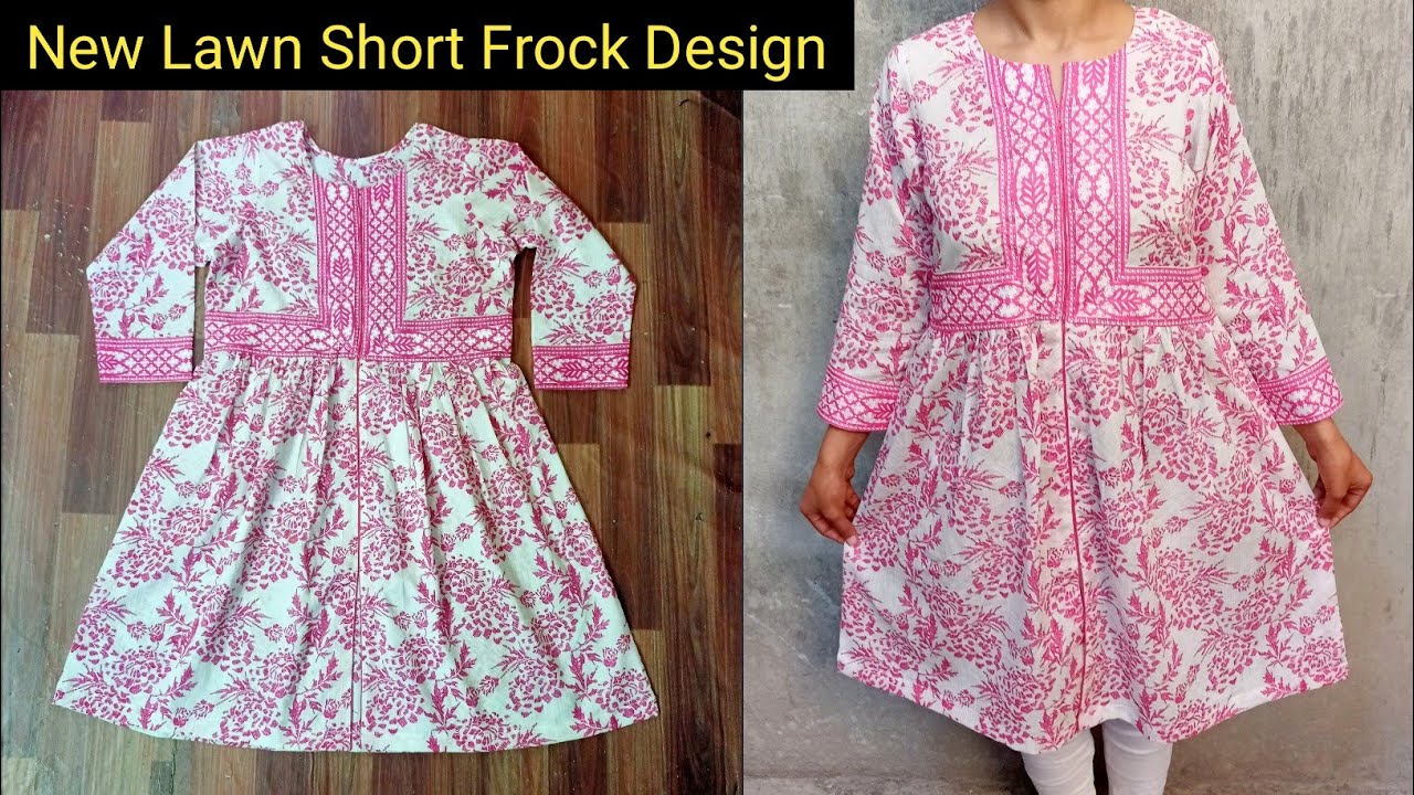 Lawn new style frock cutting and stitching / short open frock design ...