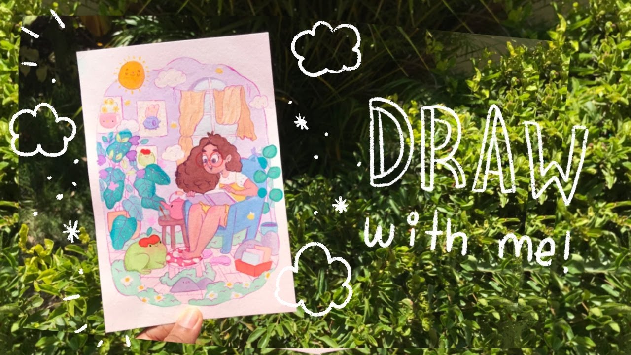 DRAW WITH ME! ⭐ painting with watercolors and color pencils - YouTube