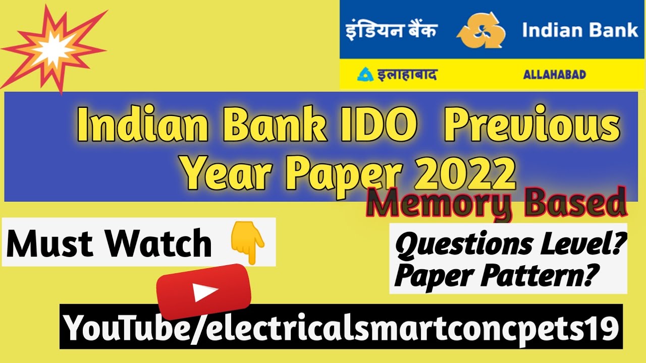 |📌📝Indian Bank IDO Memory Based Question Paper 2022| - YouTube