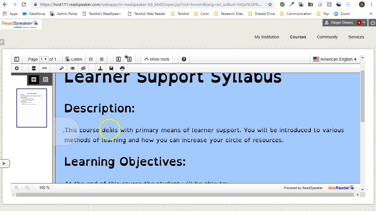 ReadSpeaker docReader Overview for Blackboard - YouTube