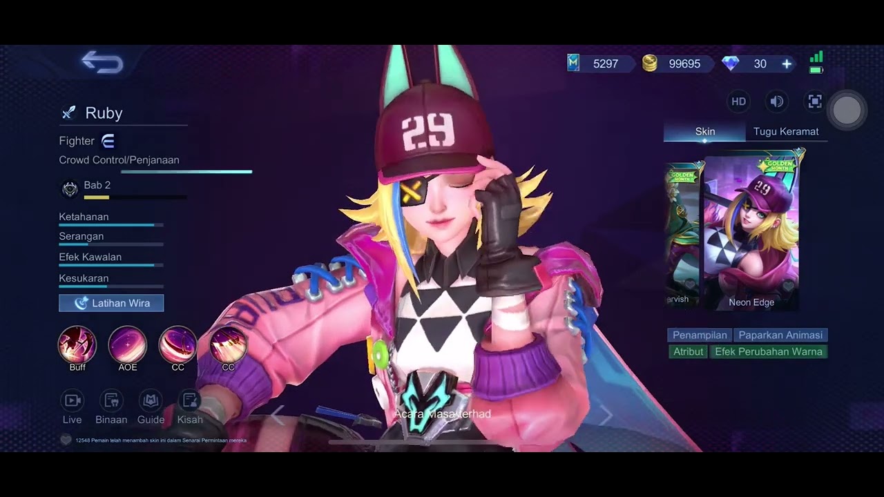 Review skin Ruby Neon Edge. #mlbbgoldenmonth #opporeno6pro - YouTube