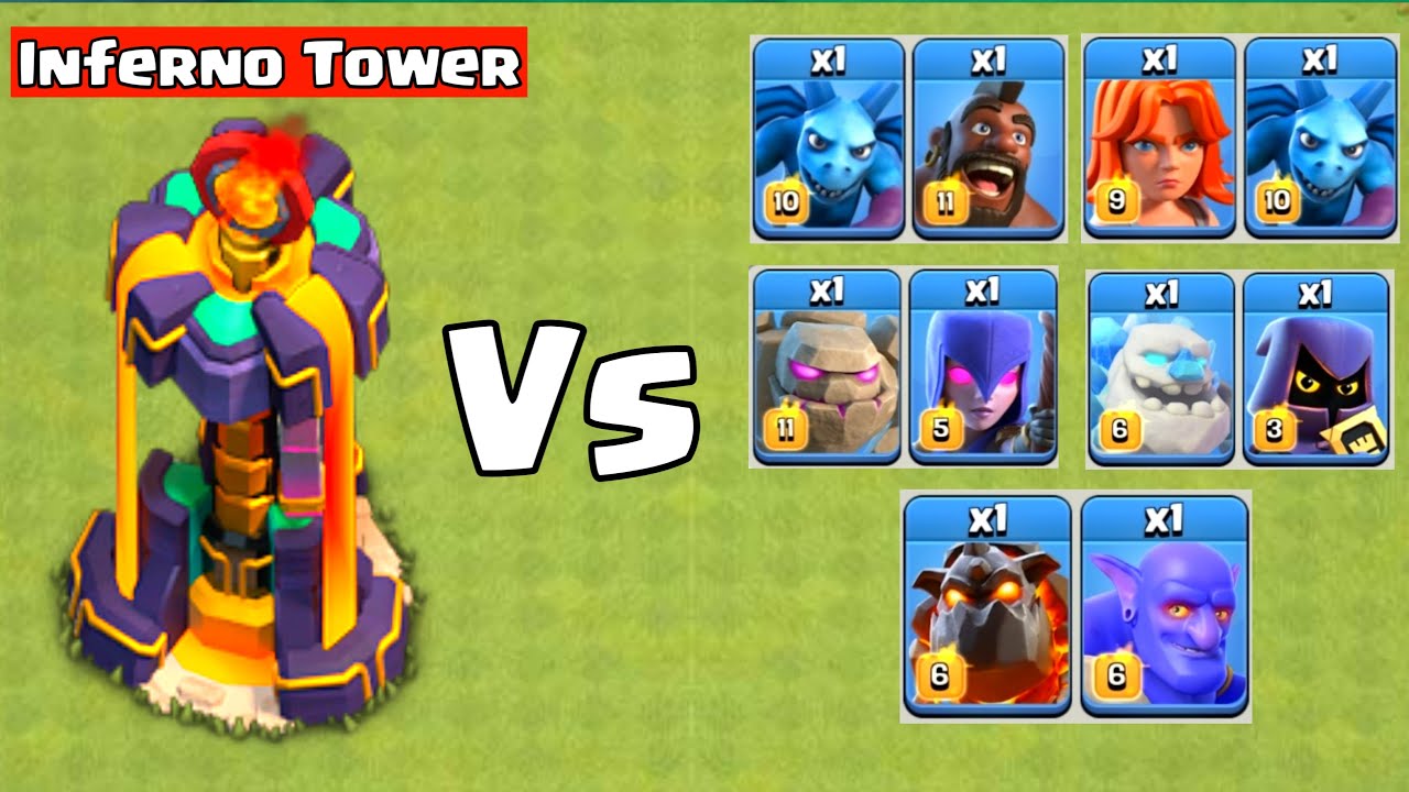 *Max* Inferno Tower vs All Max Dark Elixir Troops - Clash of Clans ...