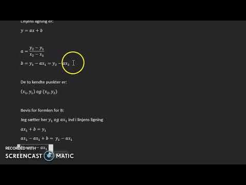 Bevis for to-punkts-formel for en lineær funktion. - YouTube