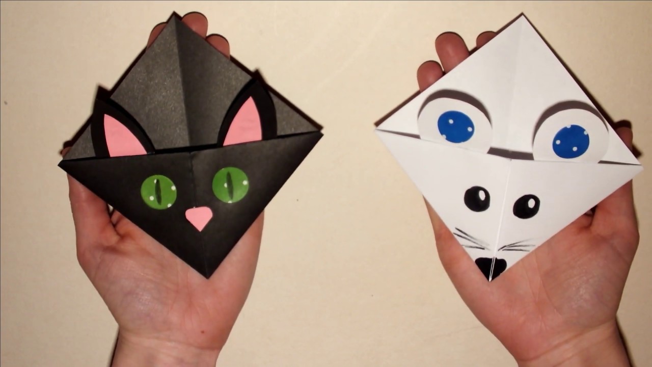 ZAKŁADKI DO KSIĄŻEK ORIGAMI || KOT I MYSZKA - YouTube