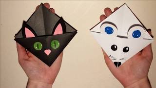 ZAKŁADKI DO KSIĄŻEK ORIGAMI || KOT I MYSZKA | Doovi