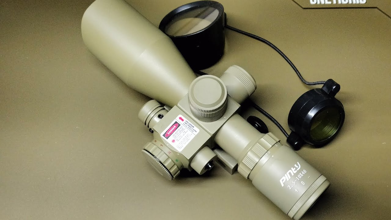 Pinty 2.5x10 rifle scope with illuminated reticle. unboxing and first ...