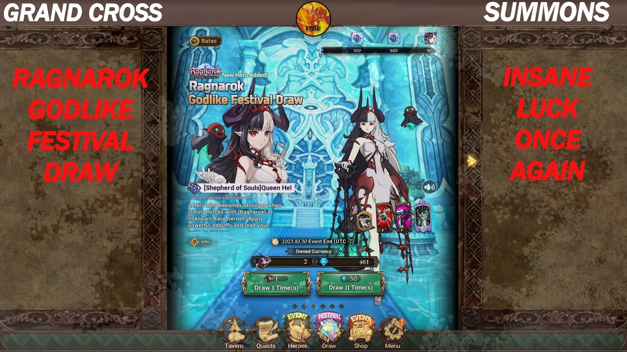GRAND CROSS || RAGNAROK FESTIVAL || VERY LUCKY QUEEN HEL SUMMONS!! SO ...