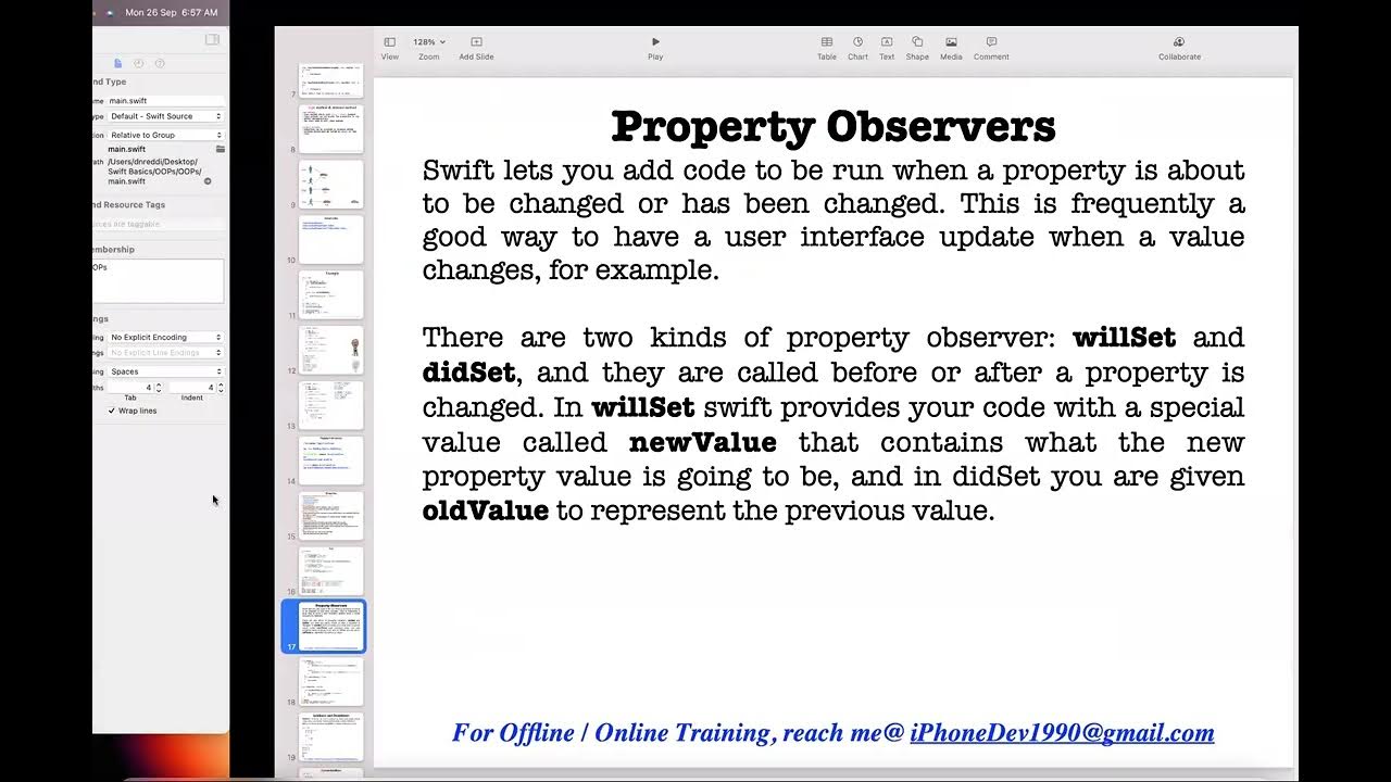 9742735256 - Property Observers - Real only Properties - Swift Basic #iostraining # ...