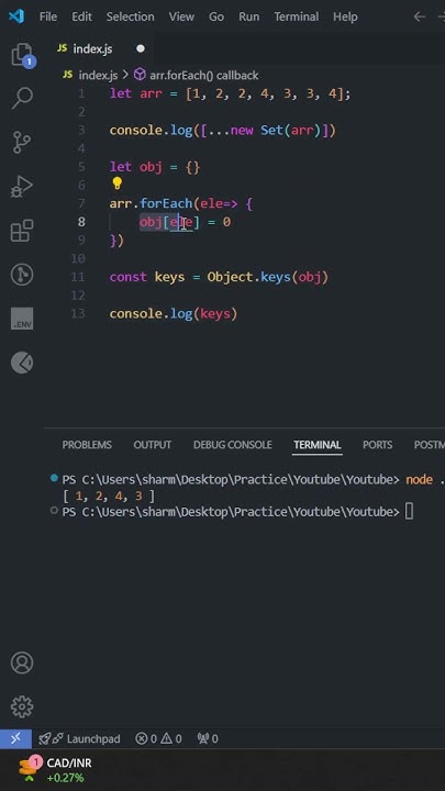 How To Create A Unique Array In Javascript Javascript Ytshorts Webdevelopment