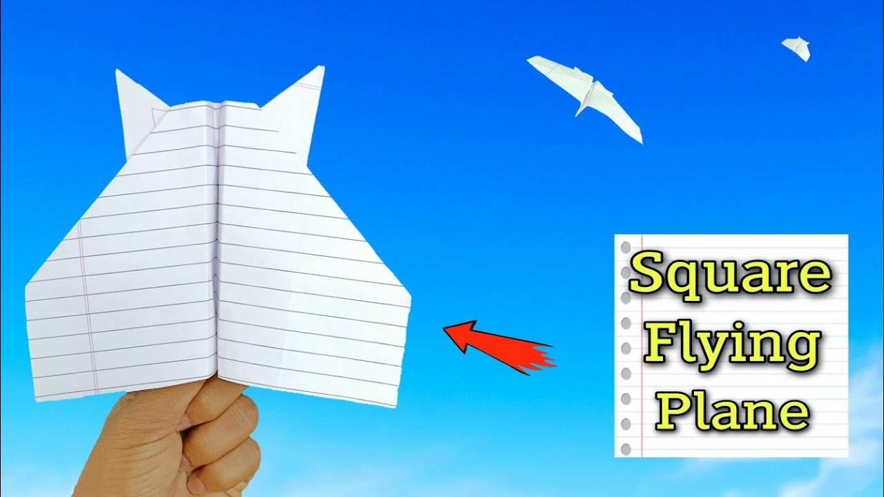 square paper flying plane square ⬜, notebook paper plane, #shorts - YouTube