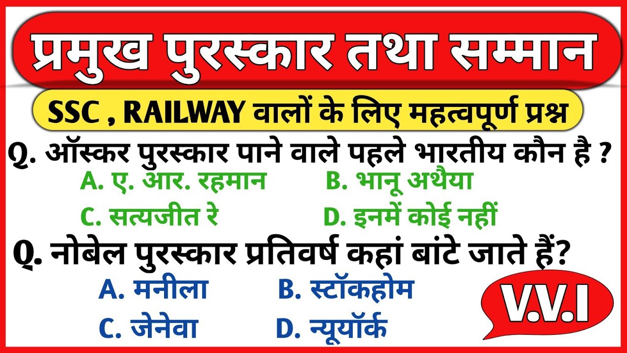 Pramukh Puraskar aur samman | प्रमुख पुरस्कार 2025 Awards static Gk ...