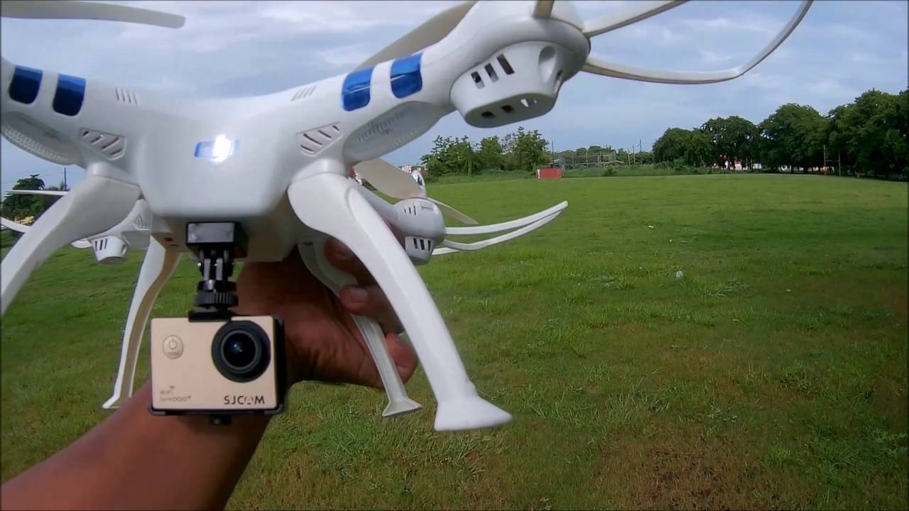 syma X8G o syma X8HG con cámara sjcam sj4000+ instalación y vuelo - YouTube