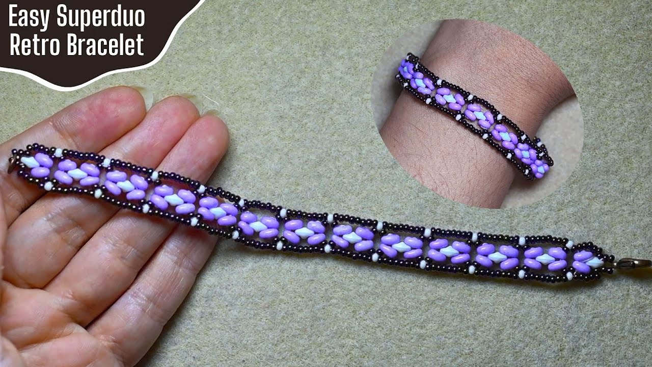 Easy Retro Syle Superduo Bracelet - part 5. COURSE: 5 Superduo Designs ...